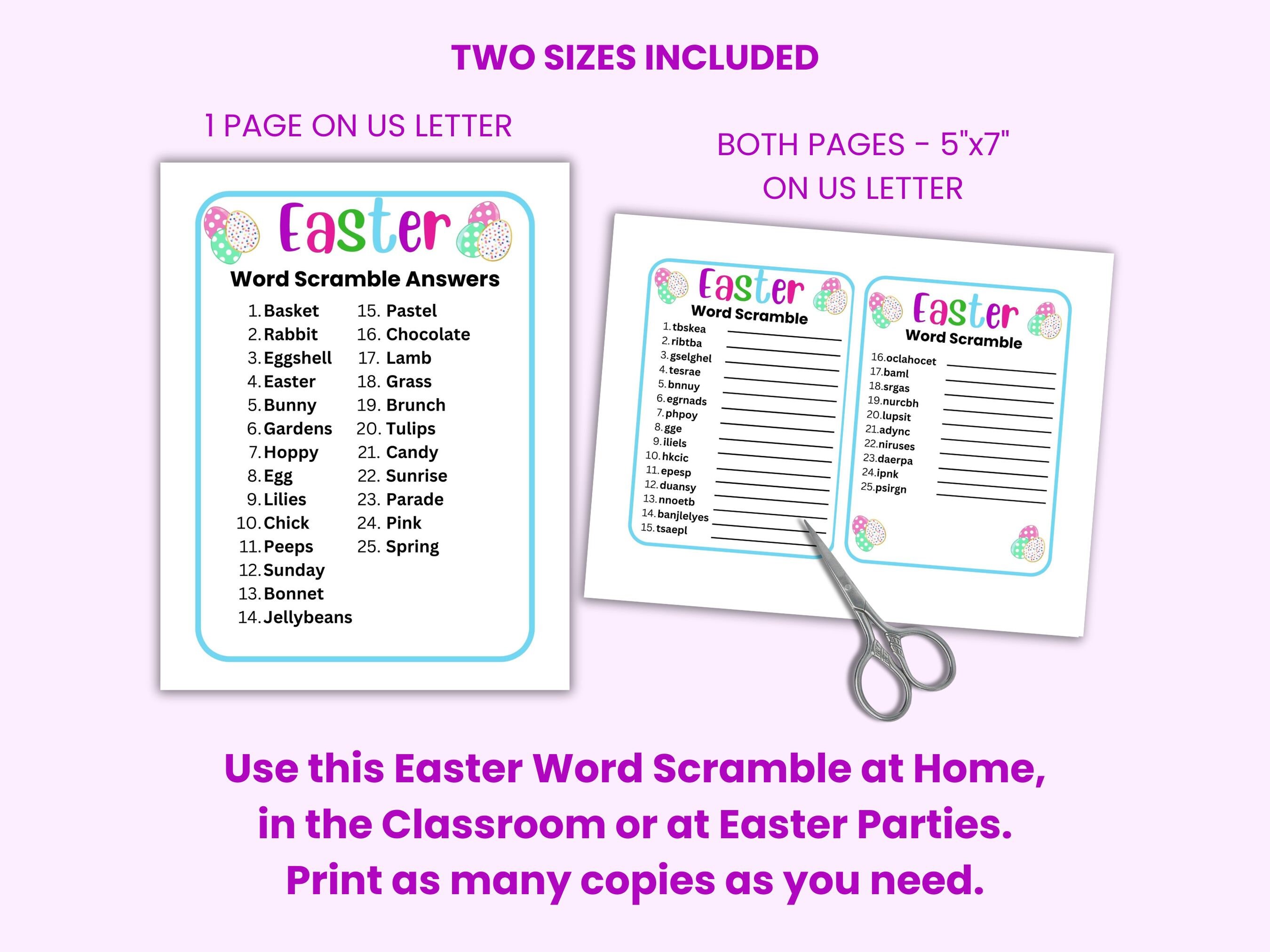 Printable Easter Word Scramble Game, Easter Games, Classroom Game ...