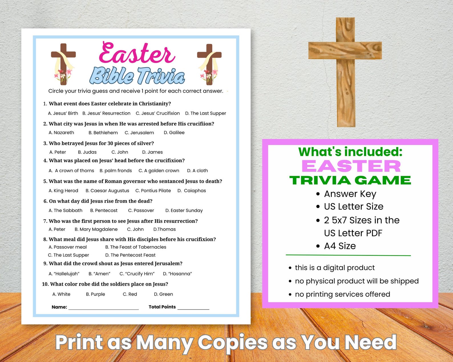 Easter Bible Trivia Game, Bible Game, Easter Trivia Questions ...