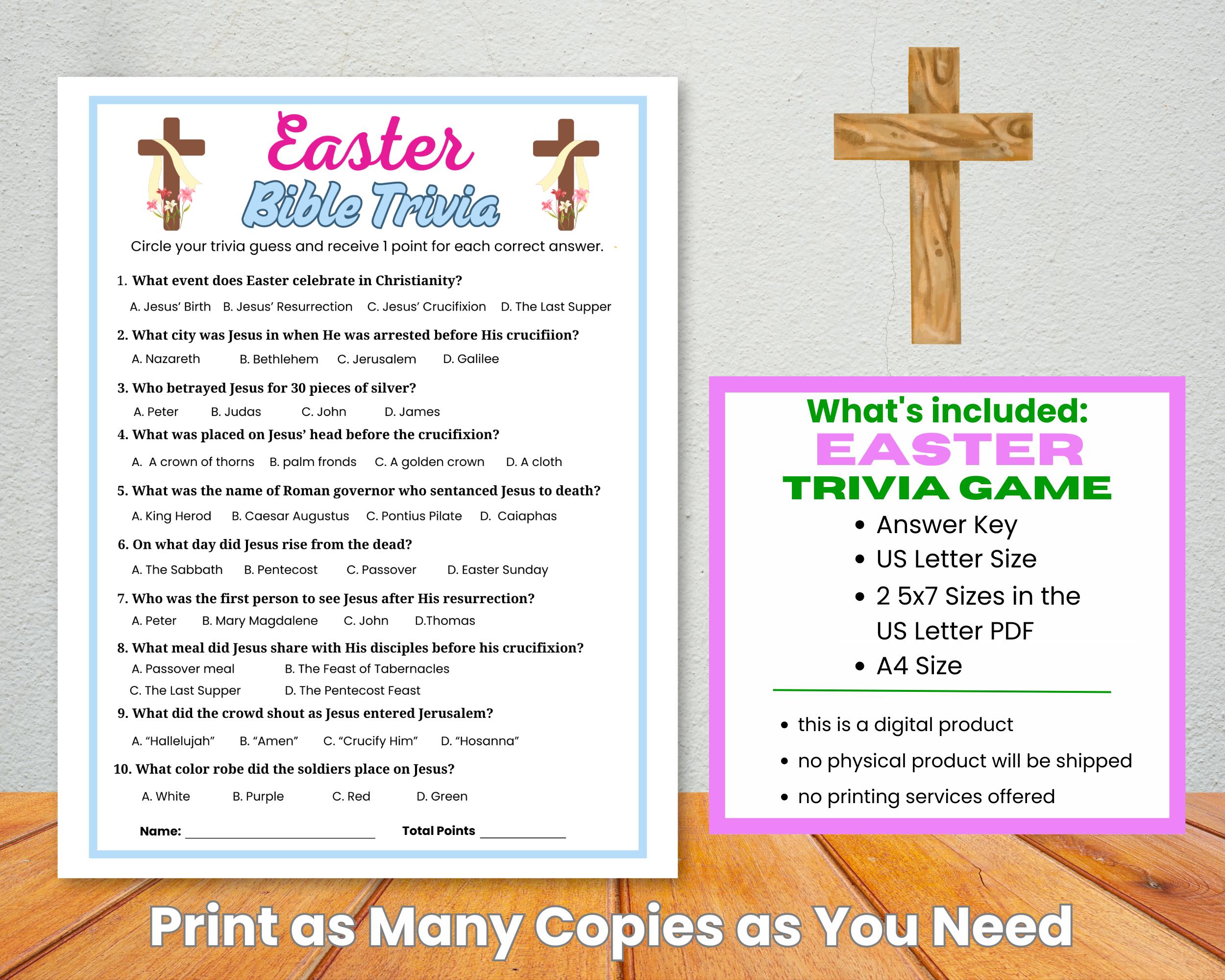 Easter Bible Trivia Game, Bible Game, Easter Trivia Questions ...