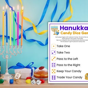 Hanukkah Candy Dice Game, Hanukkah Party Games, Hanukkah Dice Games for ...