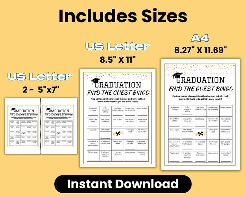 Graduation Find the Guest Bingo Game, Graduation Party Game, Grad Party ...