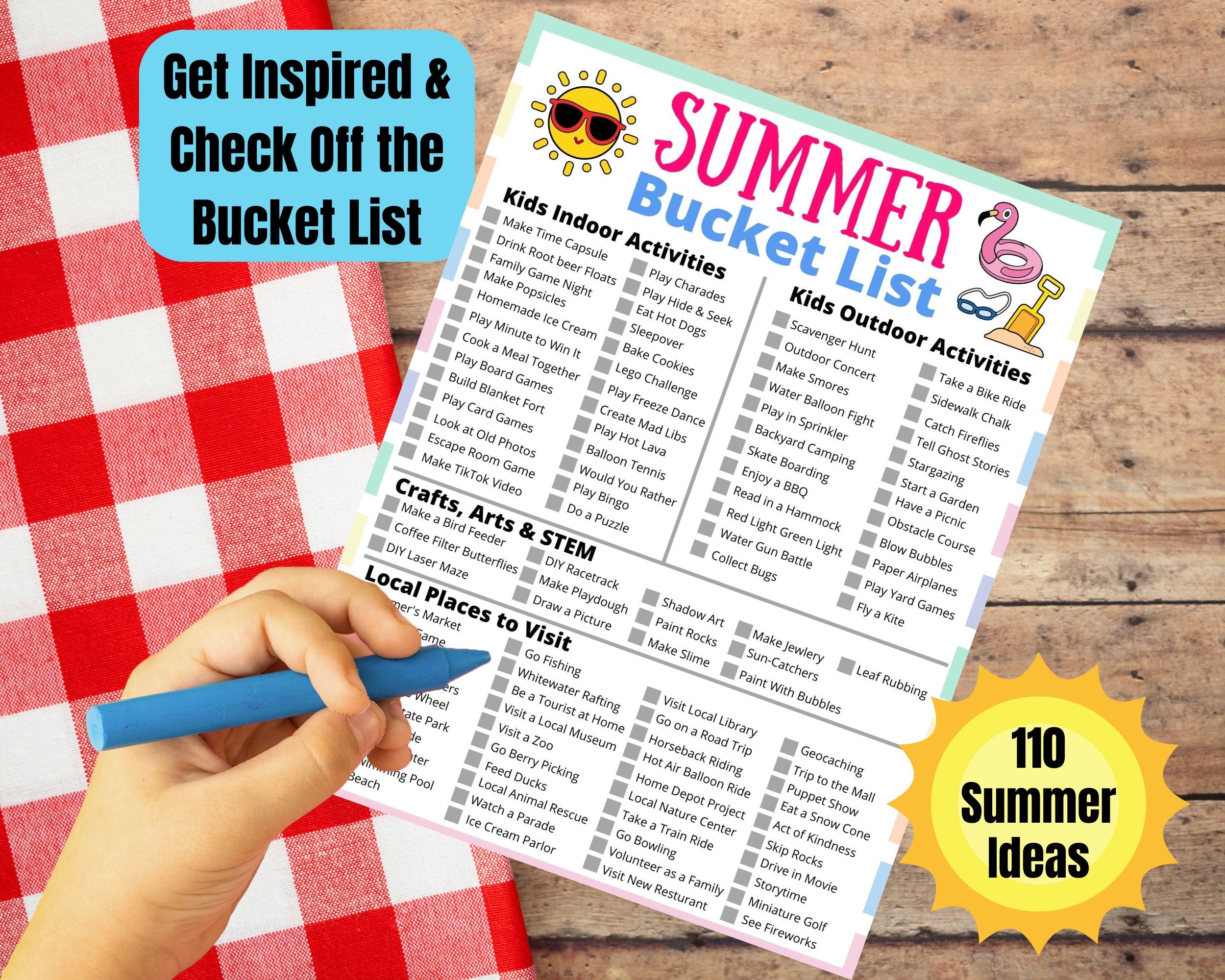 Summer Bucket List Printable, Kids Summer Activities Checklist, Family ...