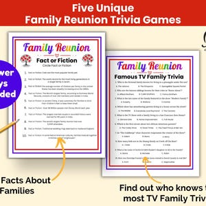 Family Reunion Trivia Games, Family Trivia, Printable Family Reunion ...