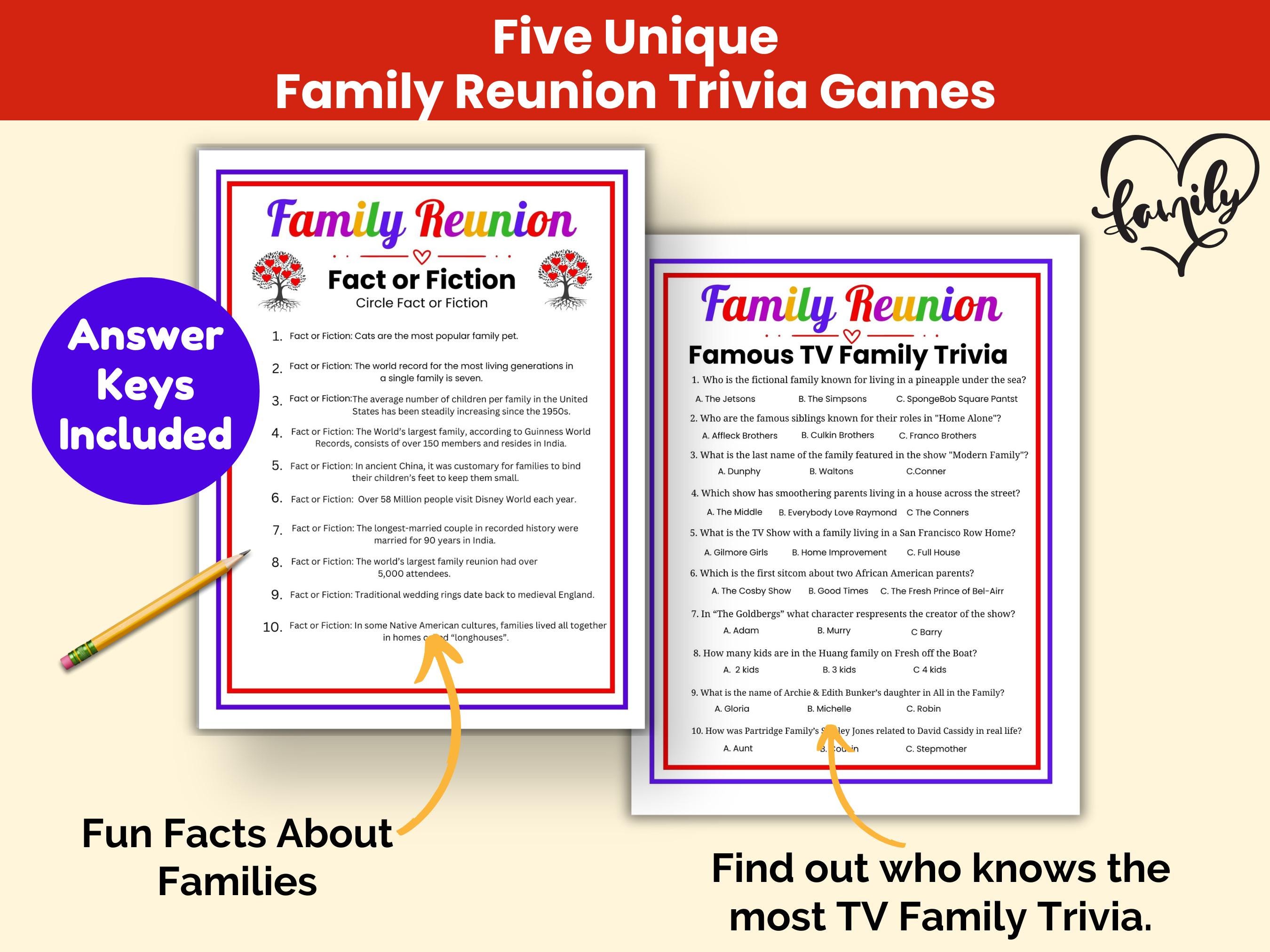 Family Reunion Trivia Games, Family Trivia, Printable Family Reunion ...