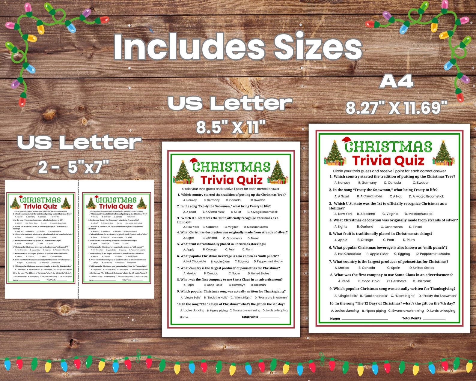 Printable Christmas Trivia Game, Holiday Trivia Party Game, Fun ...