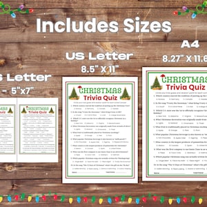 Printable Christmas Trivia Game, Holiday Trivia Party Game, Fun ...