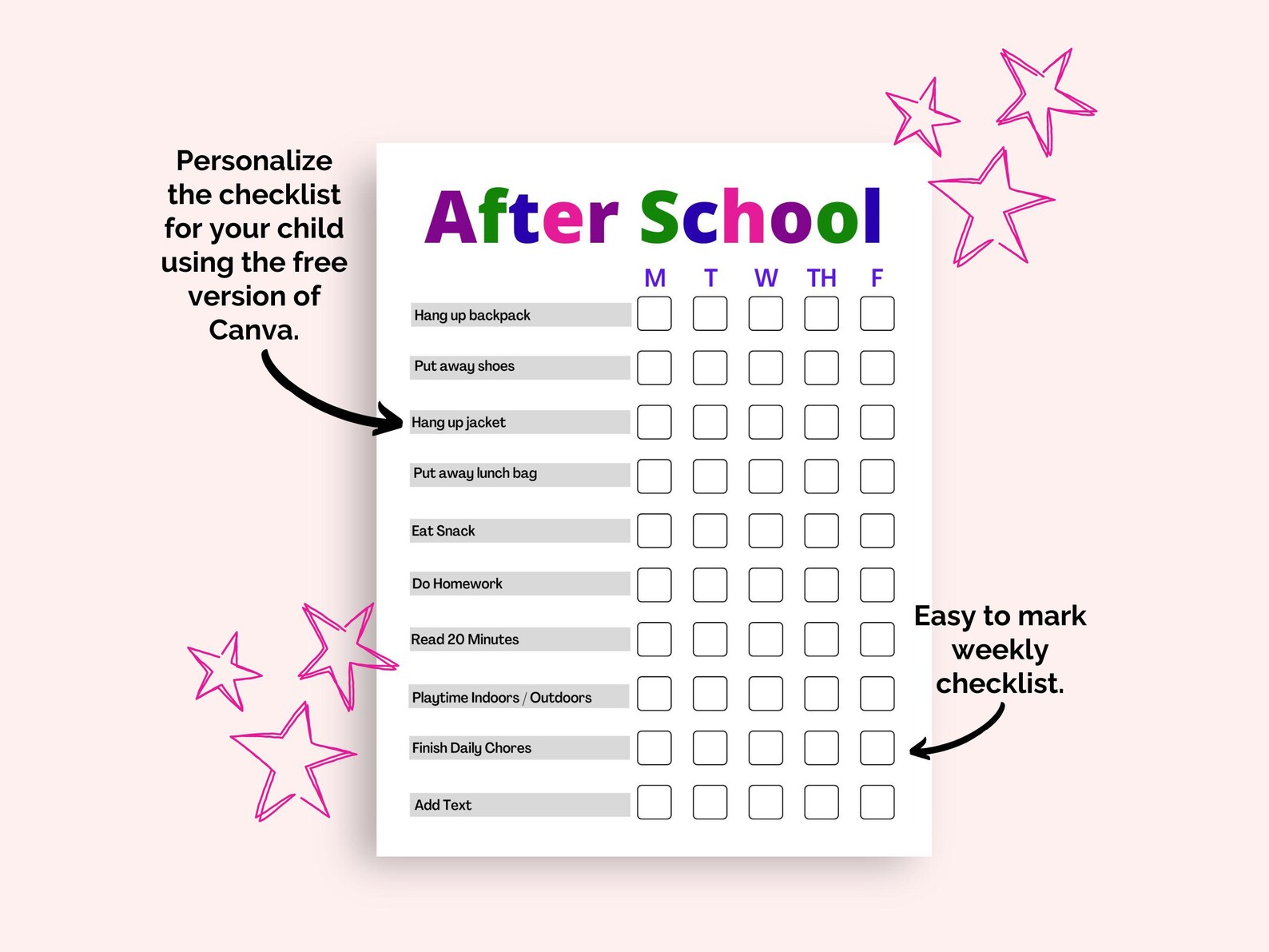 Editable Before and After School Routine Charts, Daily Checklists, Kids ...