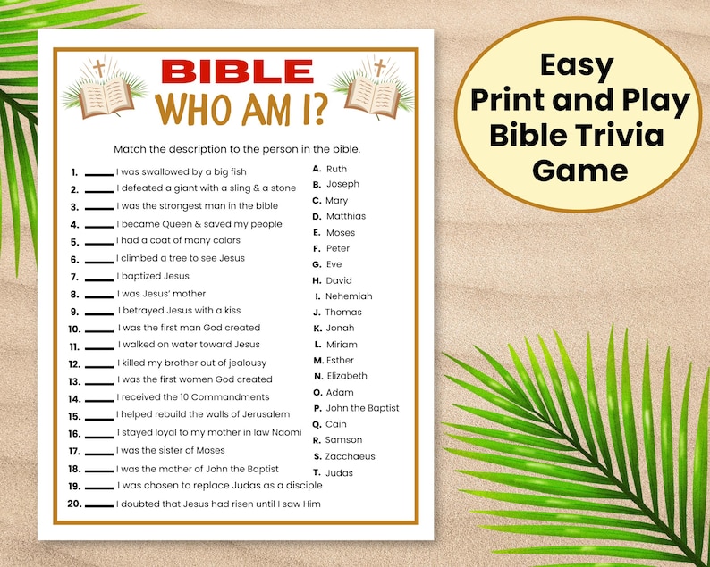 Bible Who Am I Trivia Game, Church Games Bible Trivia for Kids, Teens ...