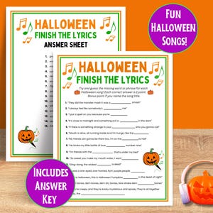 Halloween Finish the Lyrics Game, Printable Halloween Trivia Song Game ...