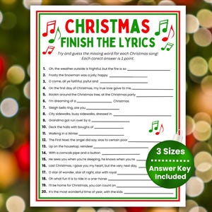 Christmas Finish the Lyrics Game, Christmas Song Game, Christmas Song ...