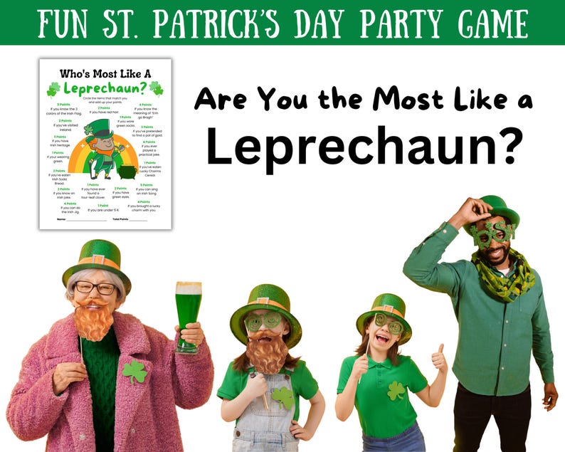 Who's Most Like a Leprechaun St. Patrick's Day Game, St. Patrick's ...