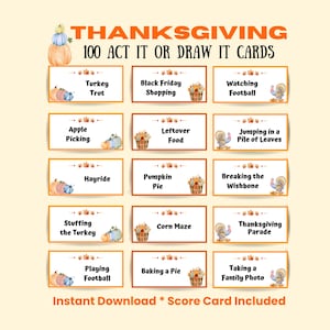 Thanksgiving Charades Game, Printable Thanksgiving Games, Friendsgiving ...
