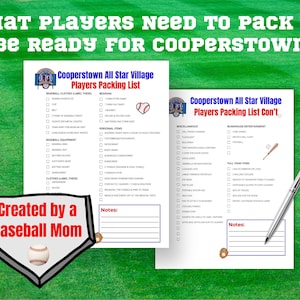 Cooperstown All Star Village Packing List, Cooperstown Checklist ...