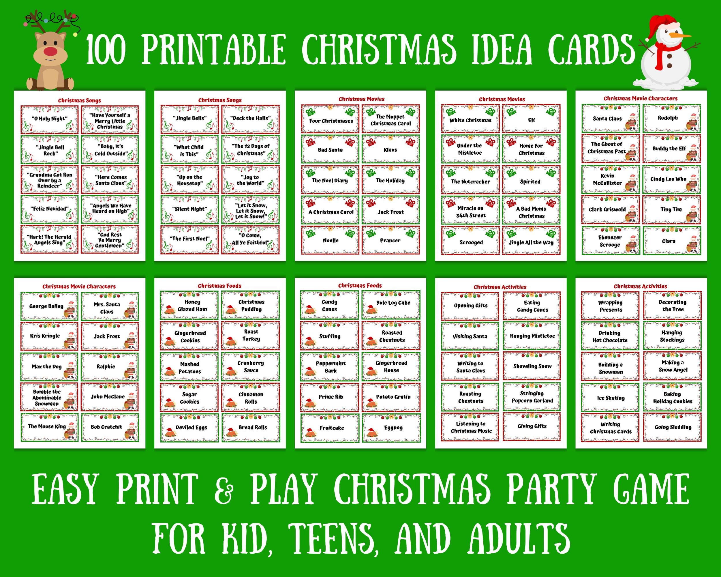 Christmas Charades Game, Act It or Draw It, Fun Christmas Games for ...