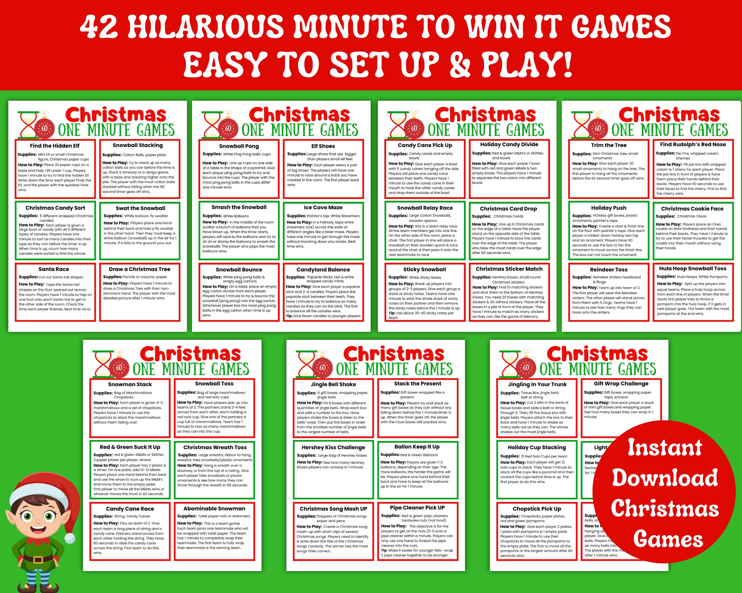 Christmas Minute to Win It Games, Quick One Minute Games, Holiday Party ...