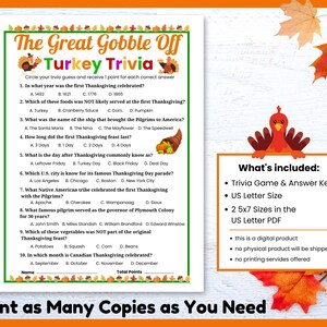 Thanksgiving Trivia Game, Fun Thanksgiving Quiz, Friendsgiving Trivia ...