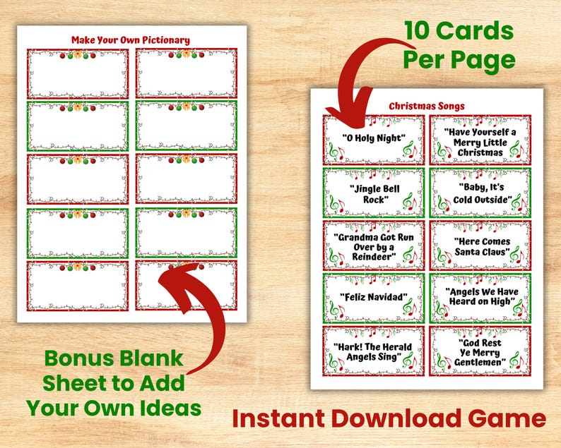 Christmas Charades Game, Act It or Draw It, Fun Christmas Games for ...