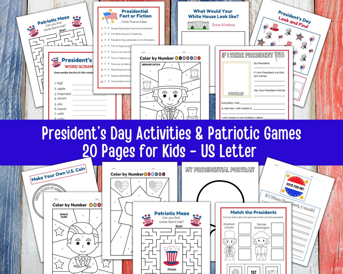 President's Day Activities, Kids Color by Number Activity, Patriotic ...