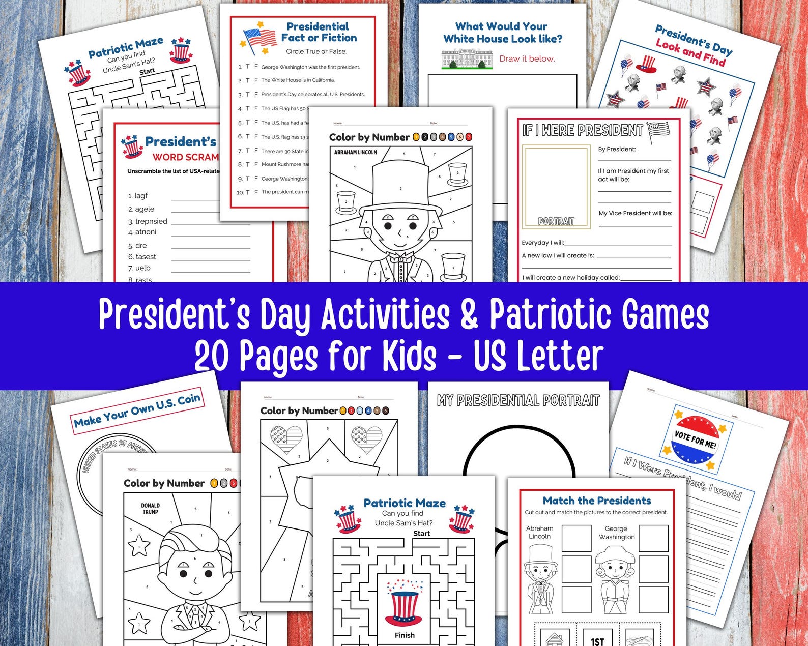 President's Day Activities, Kids Color by Number Activity, Patriotic ...