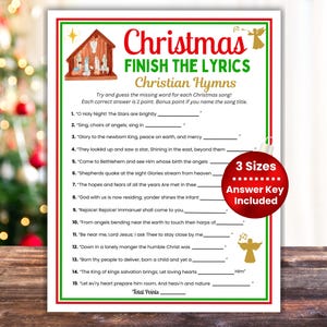 Christmas Hymns Finish the Lyrics Game, Christmas Song Game, Church ...