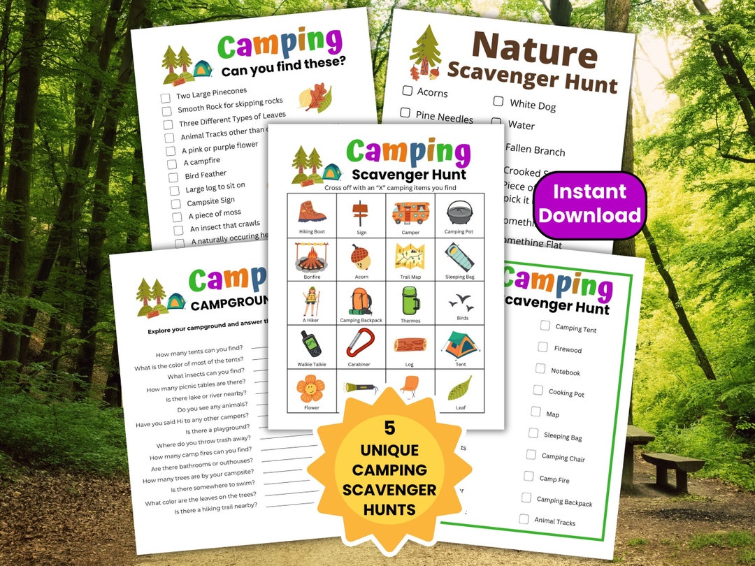 Camping Scavenger Hunt Printable, Outdoor Scavenger Hunt Activity for ...
