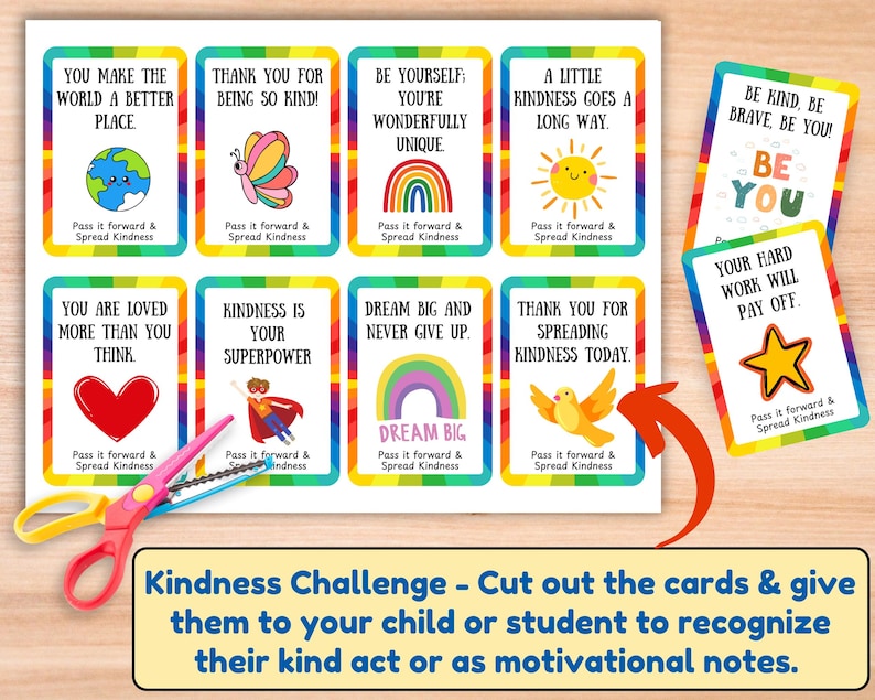 Printable Kindness Cards, Positive Affirmation Cards, Encouraging Notes ...