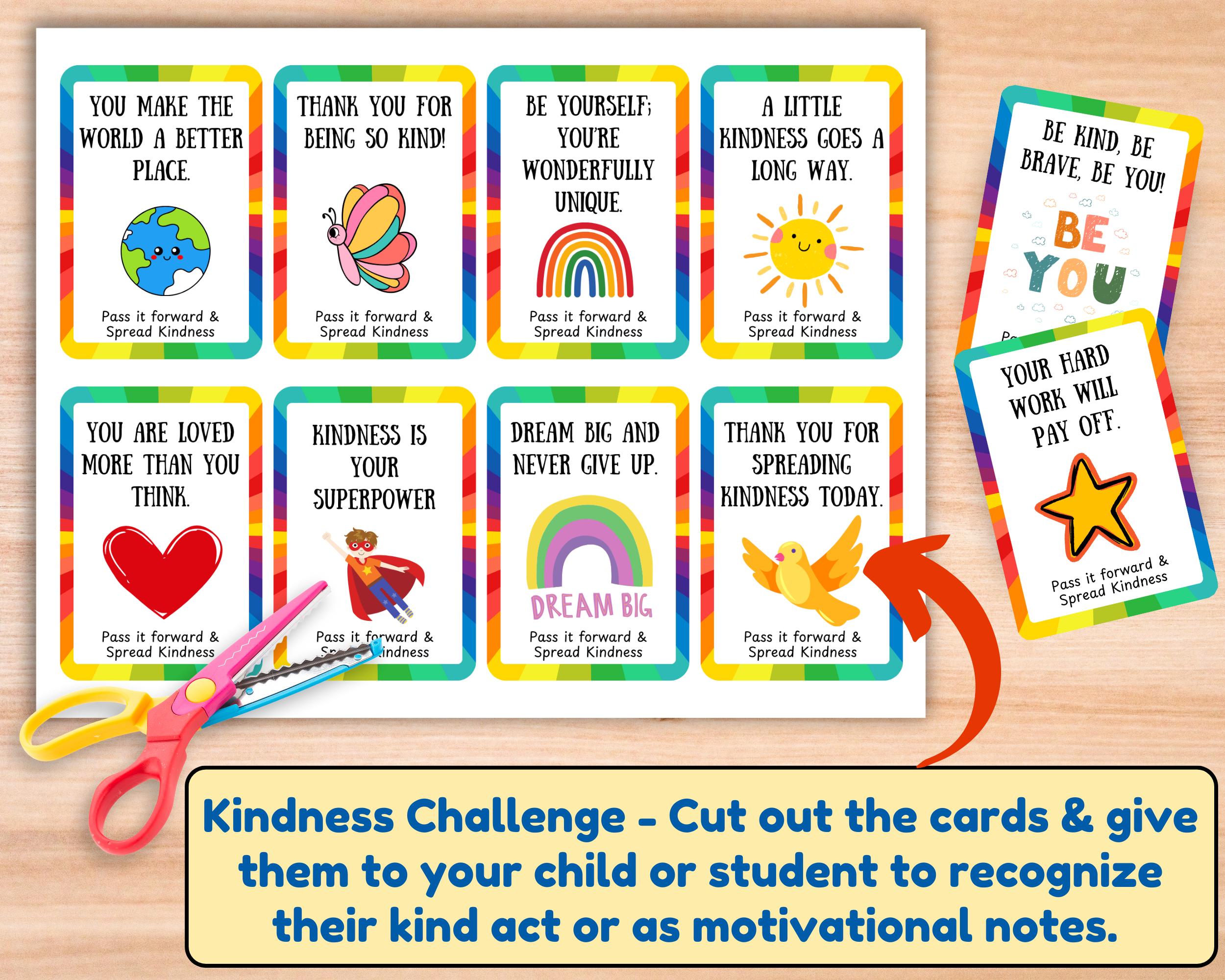 Printable Kindness Cards, Postive Affirmation Cards, Encouraging Notes ...