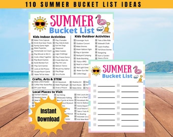 Summer Bucket List Printable, Summer to Do List, Summer Break Bucket ...