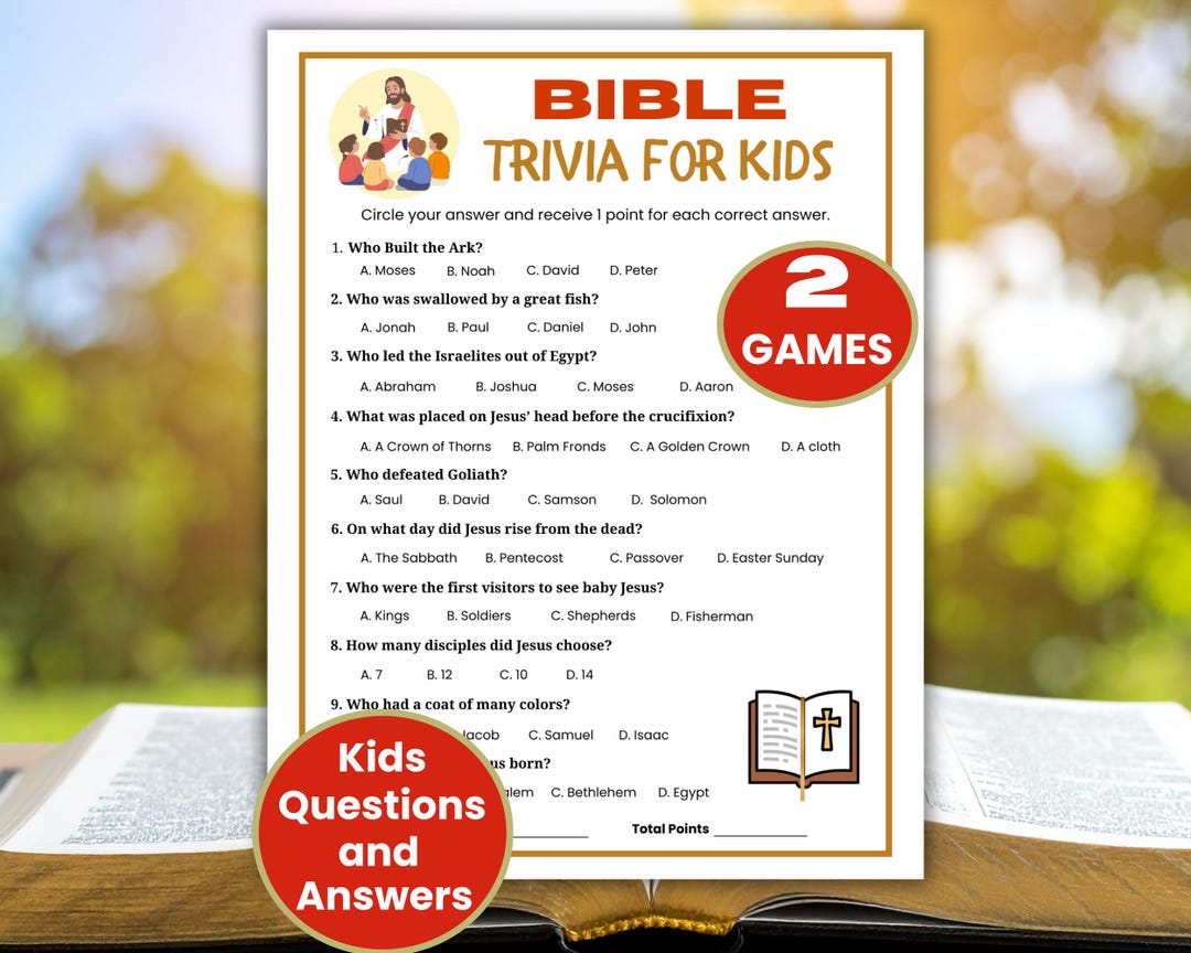 Bible Trivia Game for Kids, Christian Games for Sunday School, Youth ...