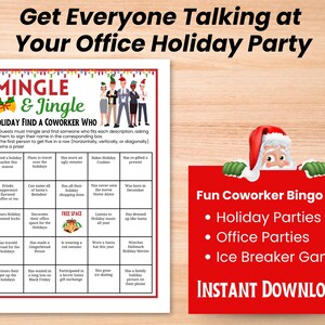 Holiday Mingle and Jingle Office Bingo, Find the Guest Bingo, Christmas ...