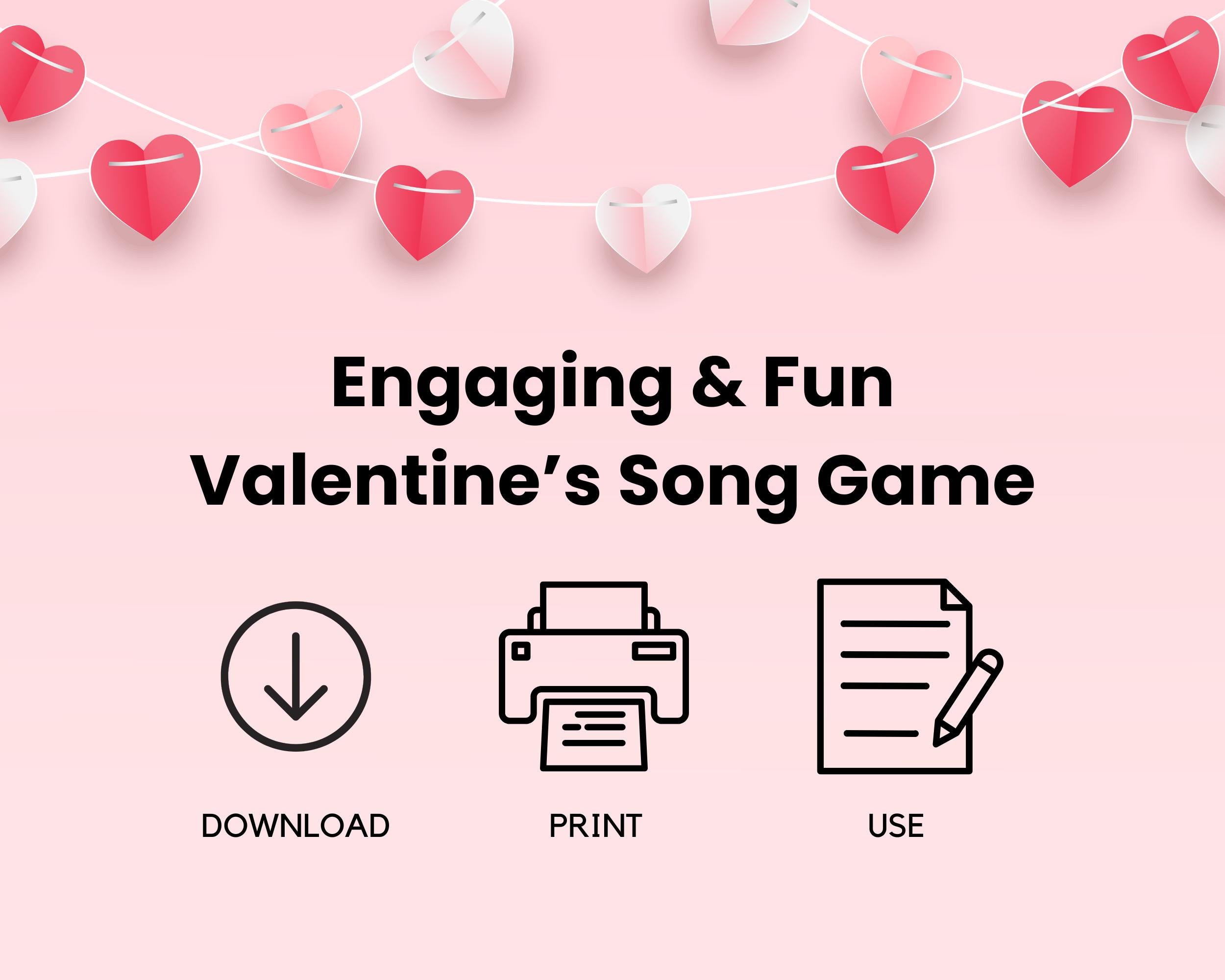 Love Songs Finish the Lyrics Game, Printable Valentines Party Game ...