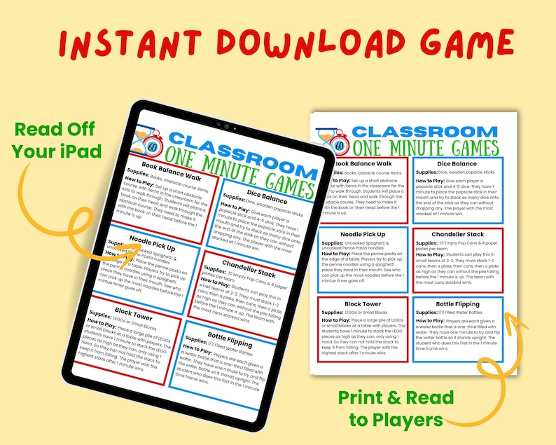 Classroom One Minute Games, Fun Classroom Games, Quick Icebreaker Games ...