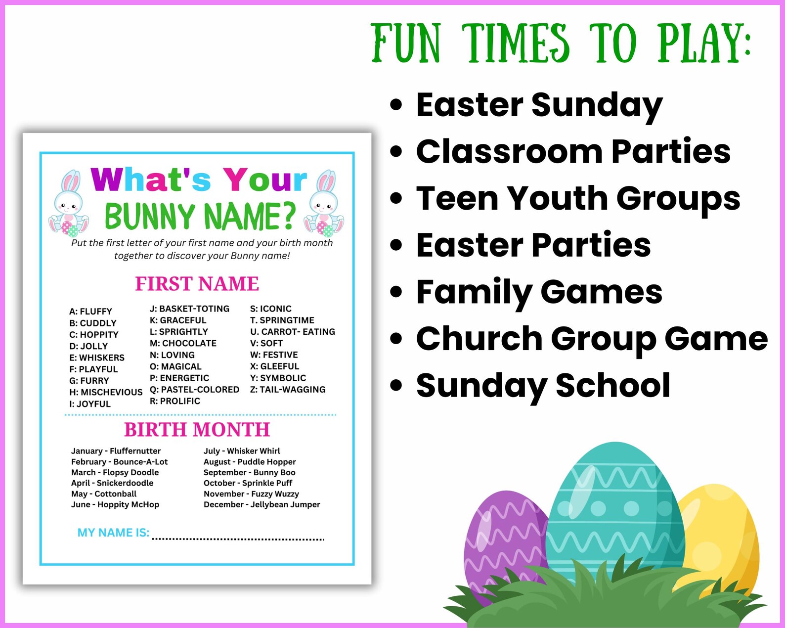 What's Your Bunny Name, Name Generator, Printable Easter Games, Easter ...