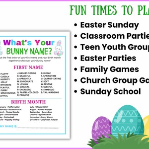 What's Your Bunny Name, Name Generator, Printable Easter Games, Easter ...