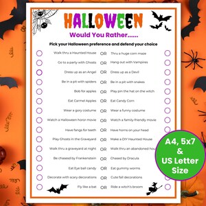 Halloween Would You Rather Questions for Kids & Adults, Classroom ...