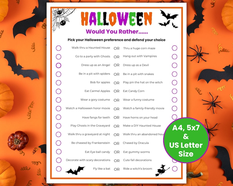 Halloween Would You Rather Questions for Kids & Adults, Classroom ...