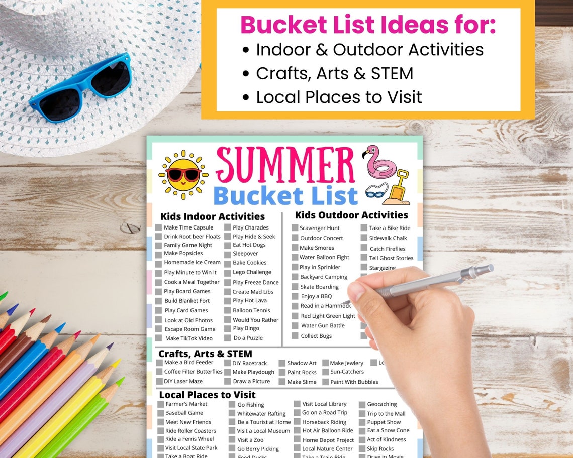 Summer Bucket List Printable, Kids Summer Activities Checklist, Family ...