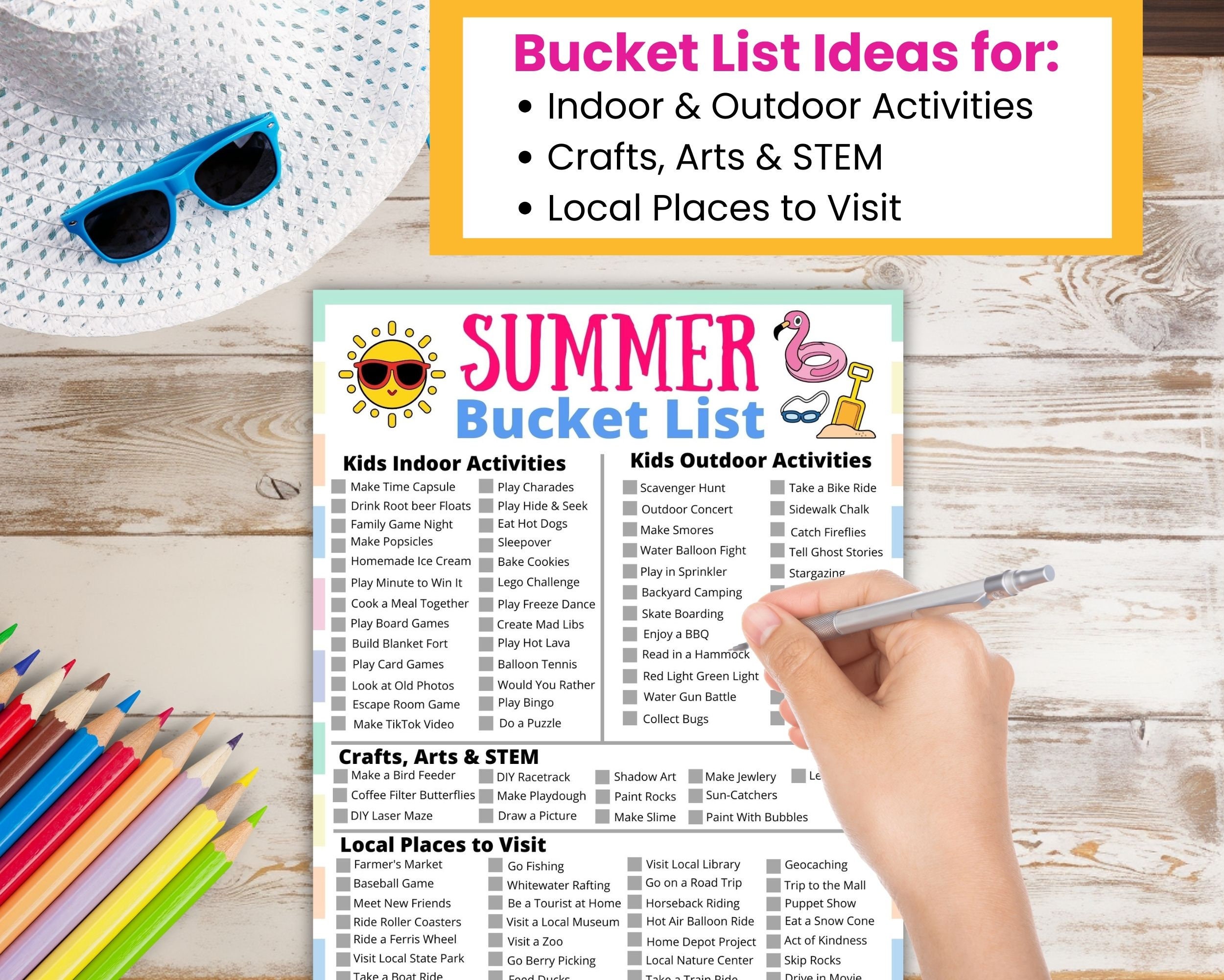 Summer Bucket List Printable, Kids Summer Activities Checklist, Family ...