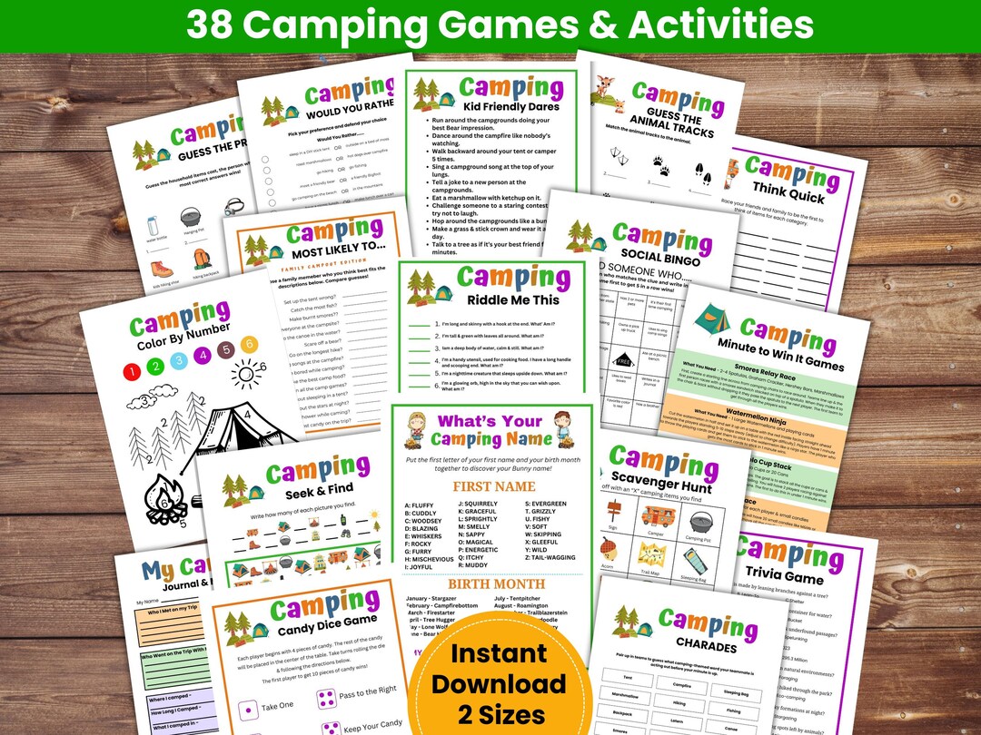 Camping Games Printable, Camping Activities, Camping Games Kids Familes, Scavenger Hunts Scout ...