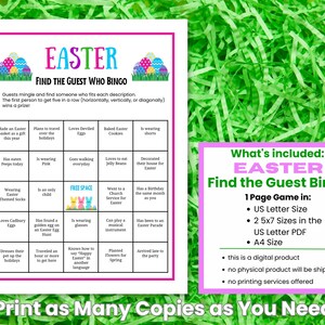 Easter Find the Guest Bingo Game, Easter Bingo, Easter Activities Kids ...
