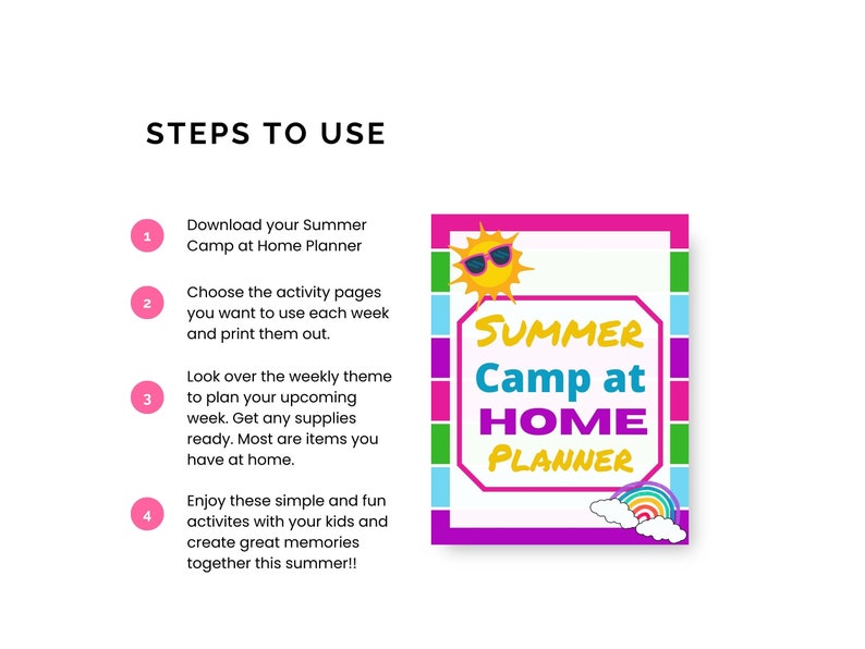 Summer Camp at Home, Summer Activities for Kids, Summer Printable ...
