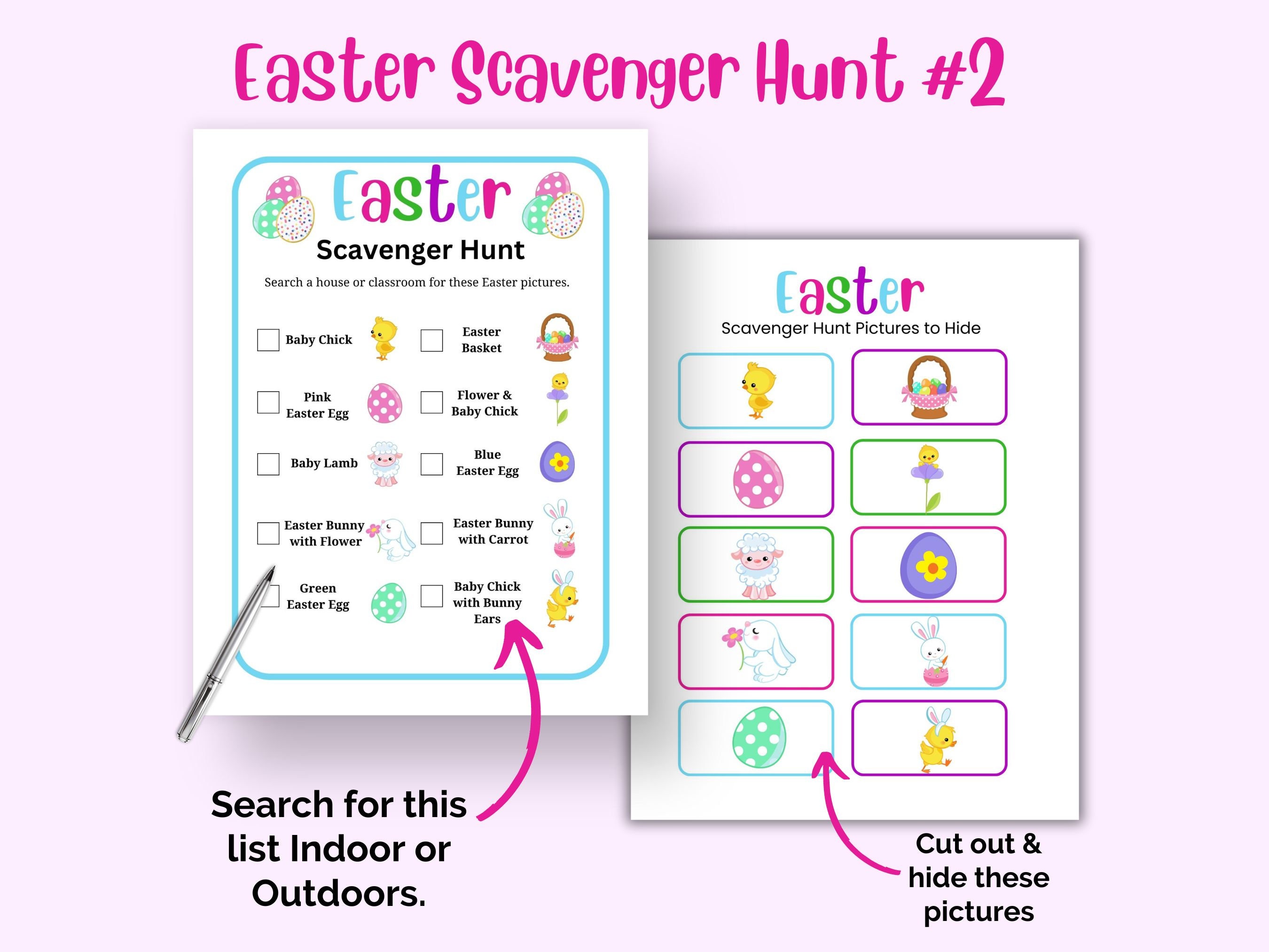 2 Easter Scavenger Hunt for Kids, Home Scavenger Hunt, Picture Hunt ...