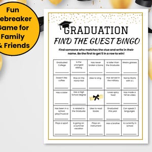 Graduation Find the Guest Bingo Game, Graduation Party Game, Grad Party ...