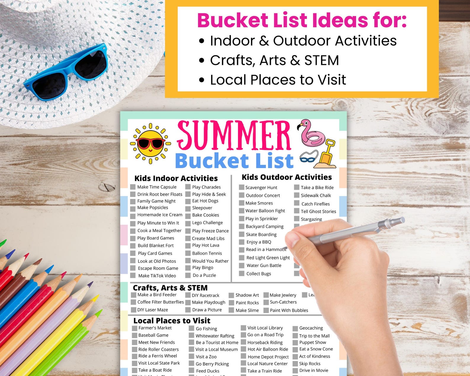 Summer Bucket List Printable, Editable Bucket List, Summer to Do List ...