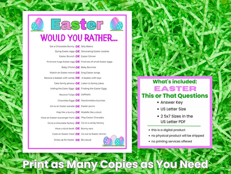 Easter Would You Rather Game, Fun Easter Game for Kids, Teens, Adults ...