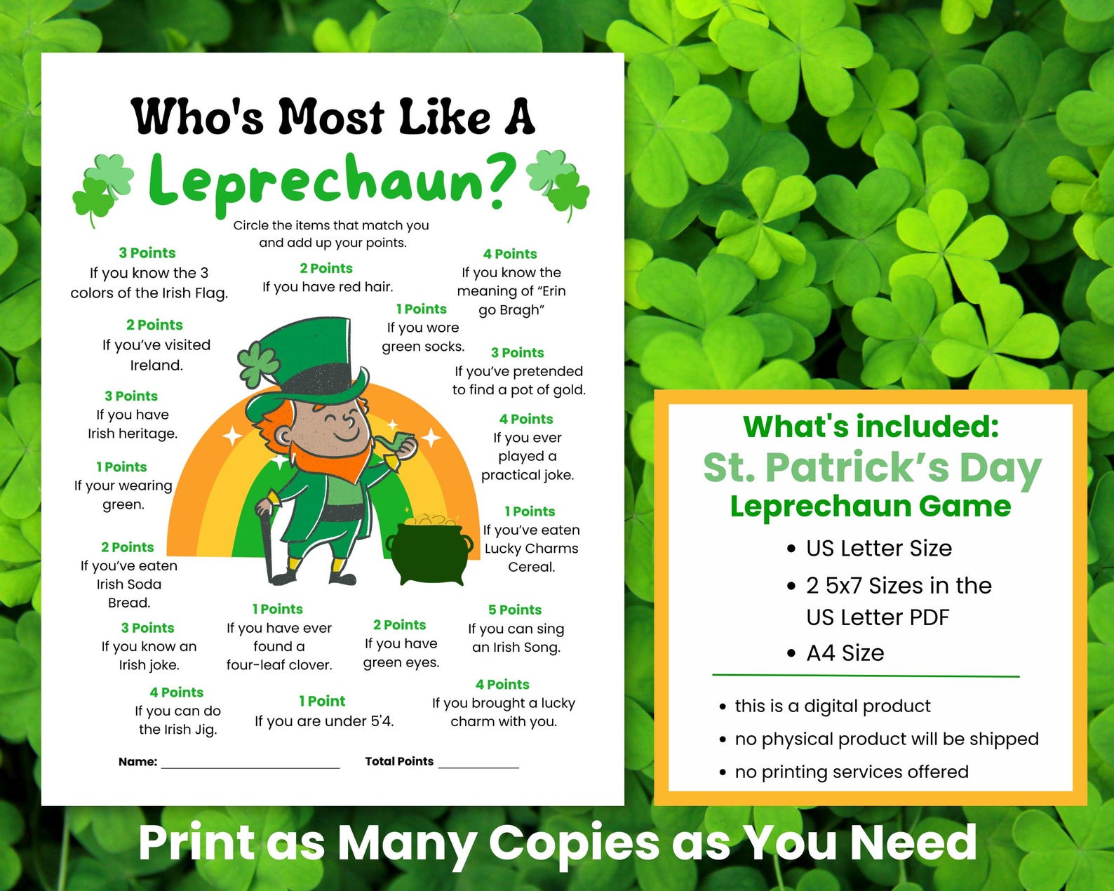 Who's Most Like a Leprechaun St. Patrick's Day Game, St. Patrick's ...