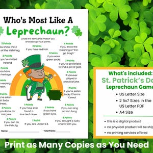 Who's Most Like a Leprechaun St. Patrick's Day Game, St. Patrick's ...