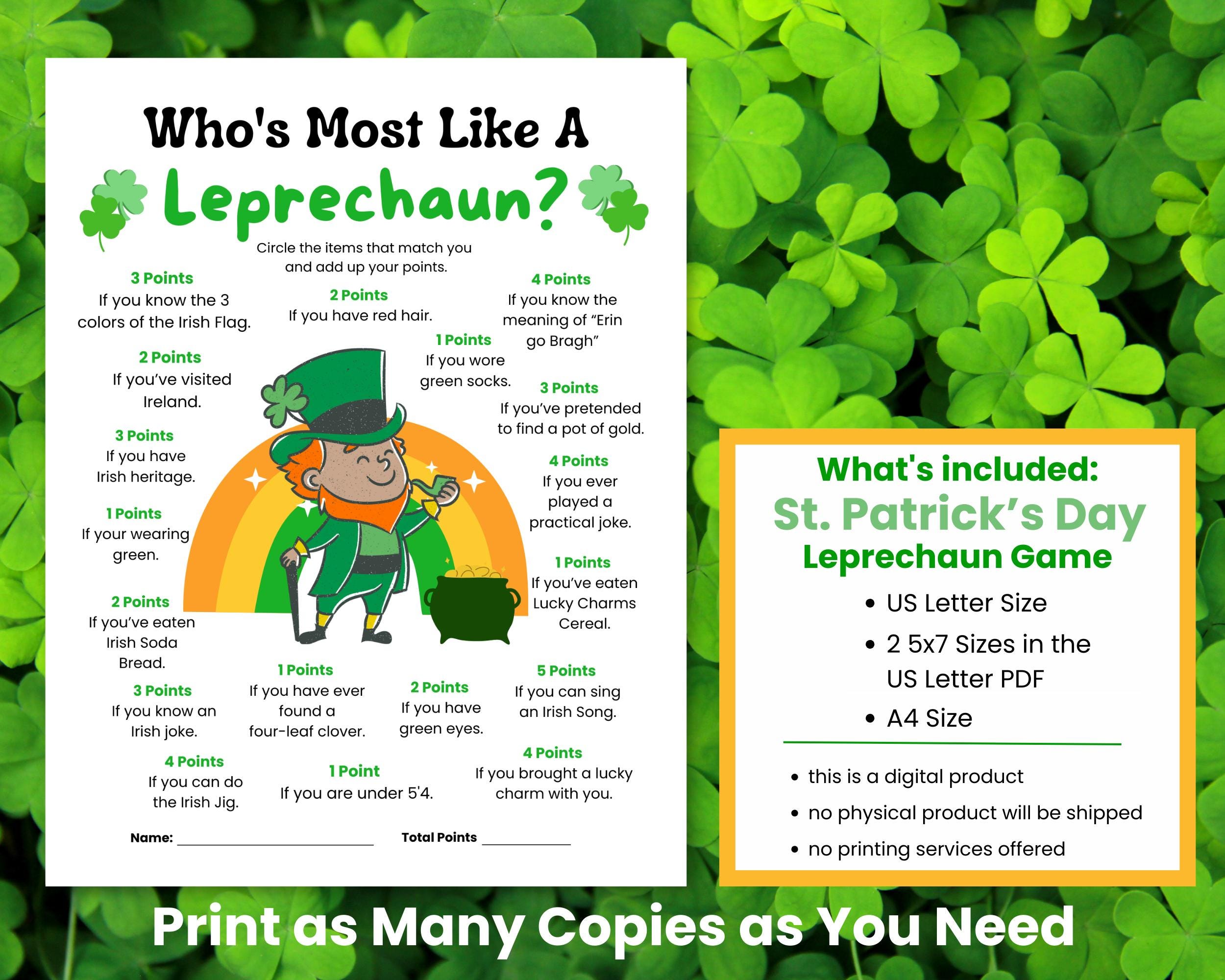 Who's Most Like a Leprechaun St. Patrick's Day Game, St. Patrick's ...