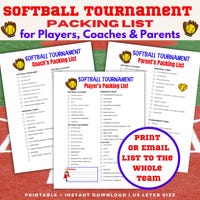 Softball Packing List Printable PDF - Etsy