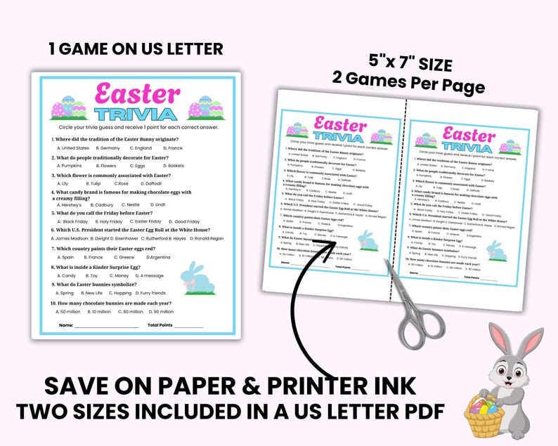 Easter Trivia Game, Printable Easter Games, Easter Party Game, Spring ...